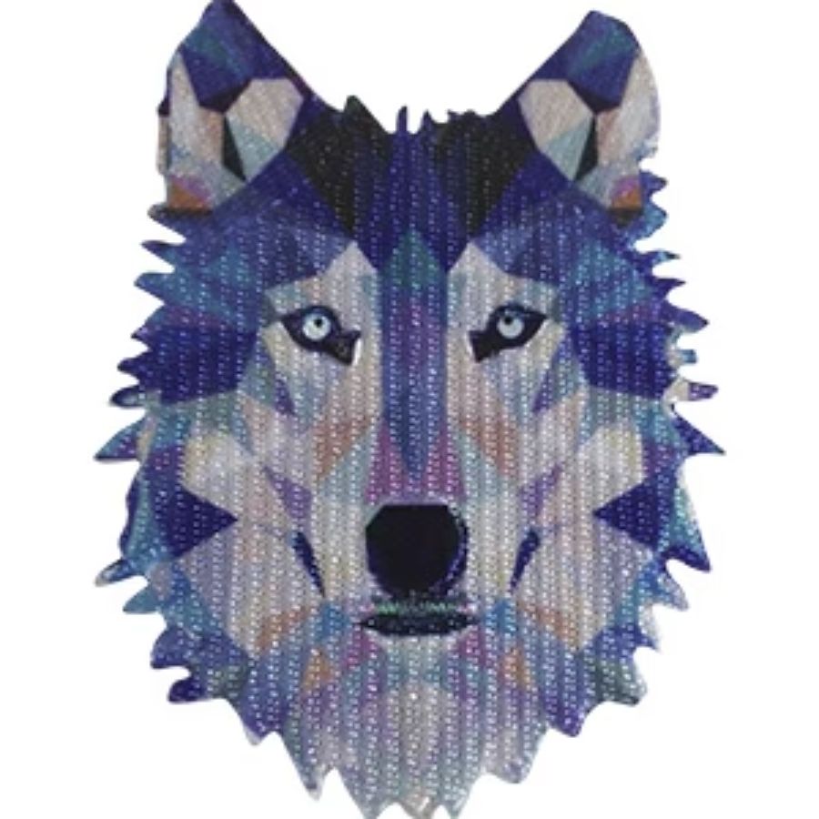 Geometric Wolf - Embroidered Iron-On Patch at Sticker Shoppe