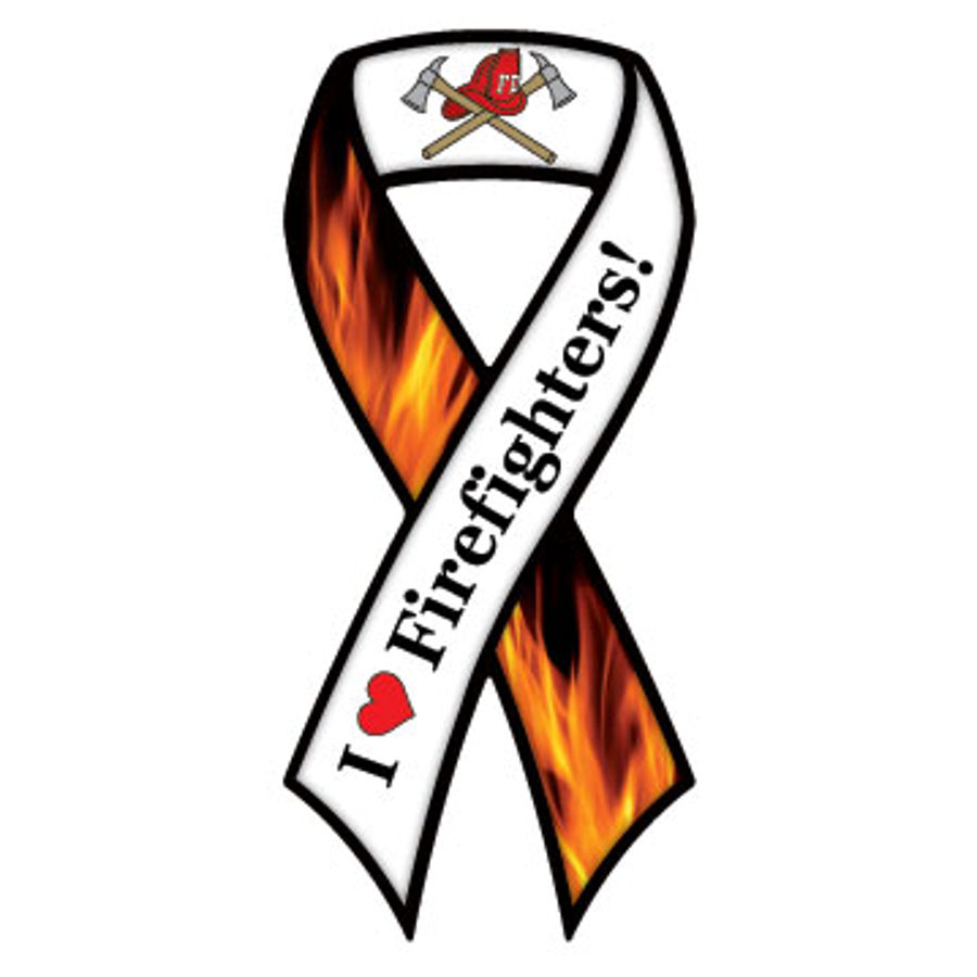 I Love Firefighters - Ribbon Magnet at Sticker Shoppe