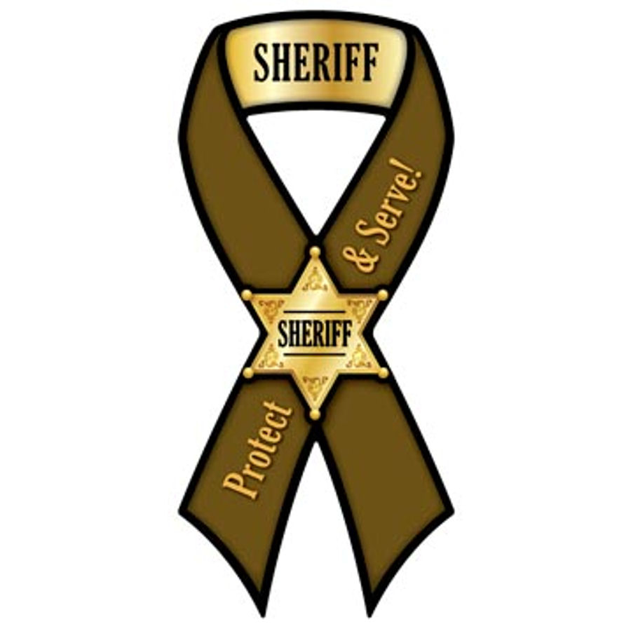 Brown Sheriff Protect & Serve - Ribbon Magnet at Sticker Shoppe