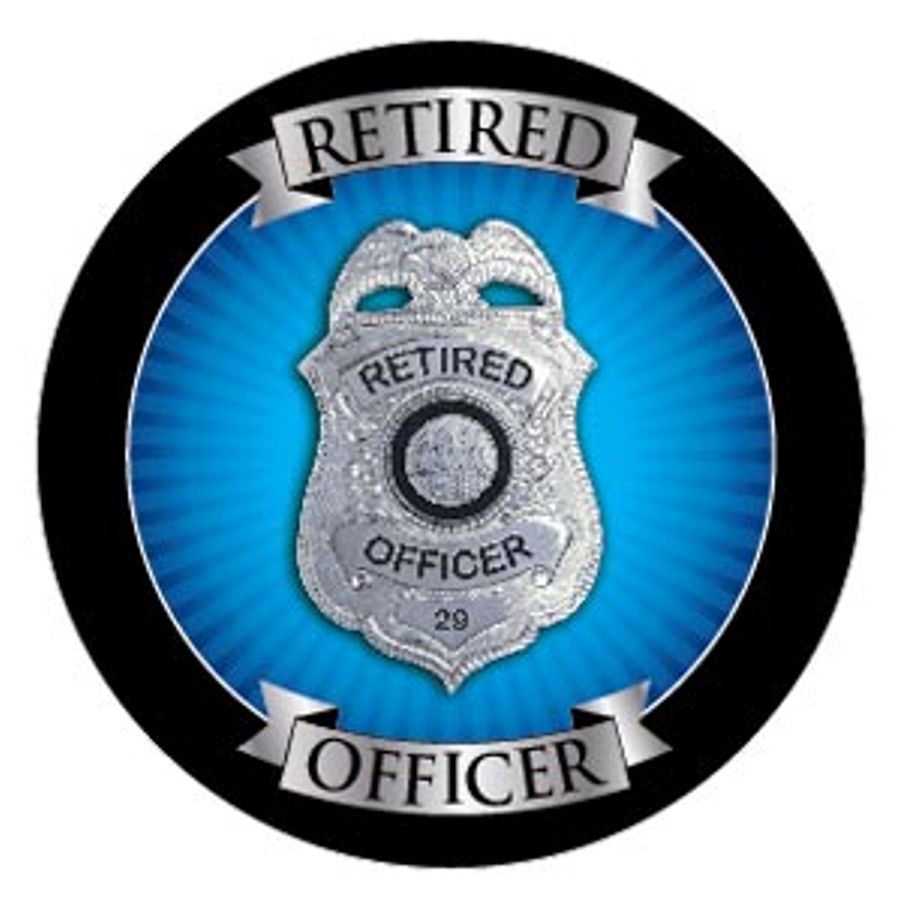Retired Police Officer Badge - Circle Magnet at Sticker Shoppe