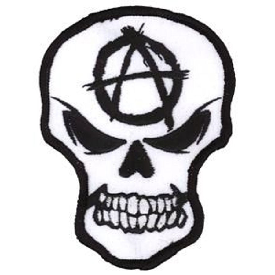 Anarchy Logo Skull - Embroidered Iron-On Patch at Sticker Shoppe