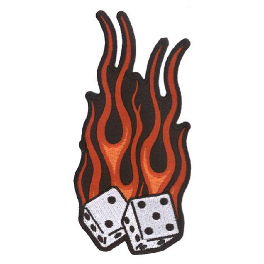 Aftermath Flame Dice - Embroidered Iron-On Patch at Sticker Shoppe