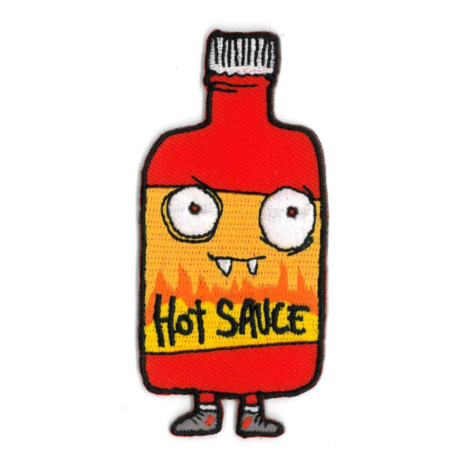 Hot Sauce Bottle - Embroidered Iron-On Patch at Sticker Shoppe
