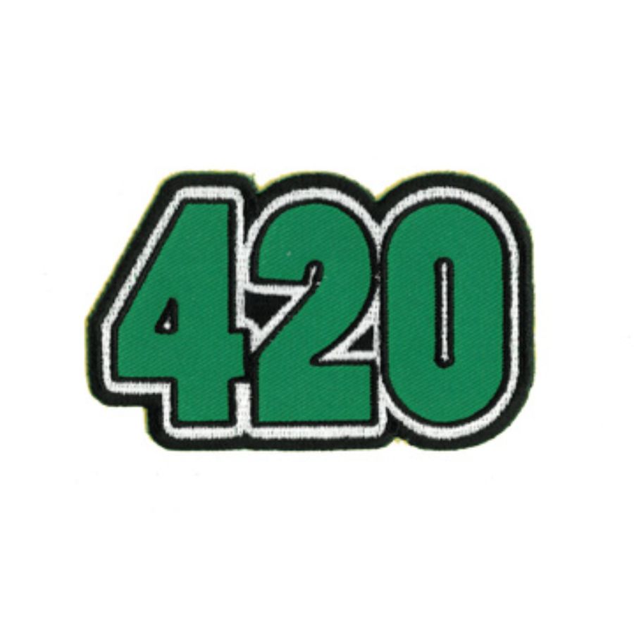 420 4:20 Script Text - Embroidered Iron-On Patch at Sticker Shoppe
