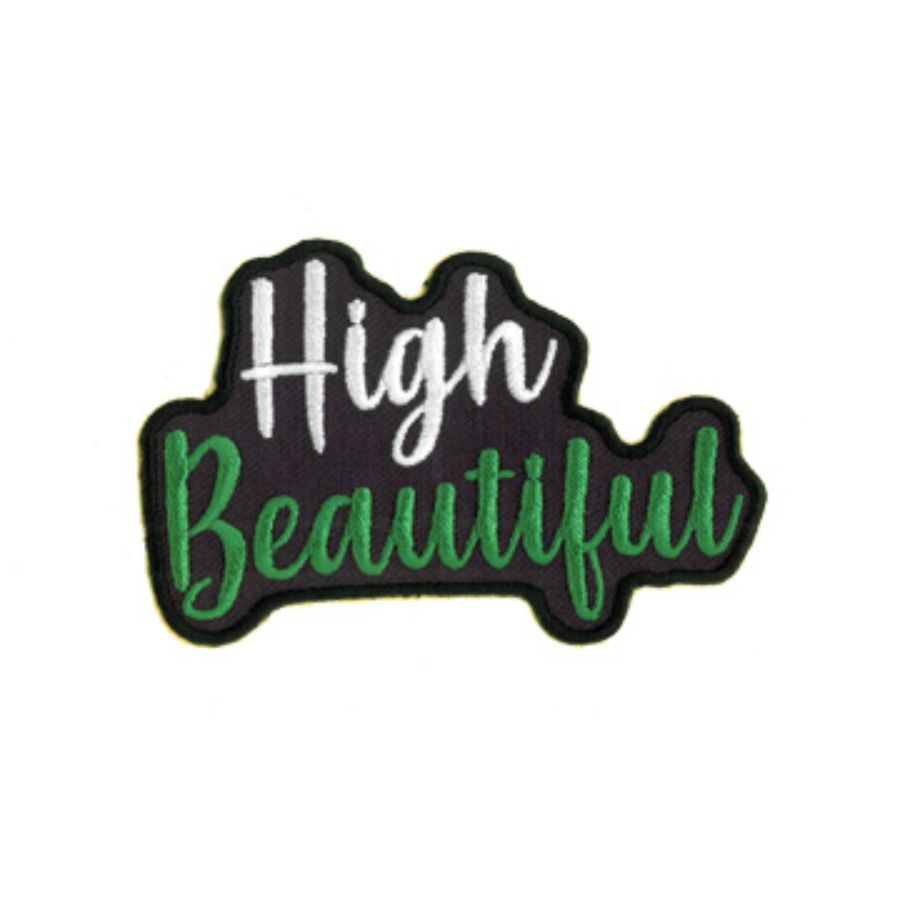 High Beautiful Script Text - Embroidered Iron-On Patch at Sticker Shoppe