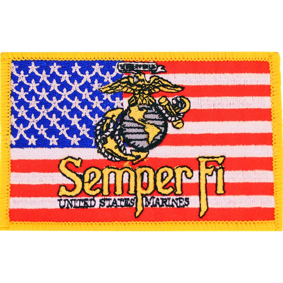 United States American Flag Marines Semper Fi - Embroidered Iron-On ...