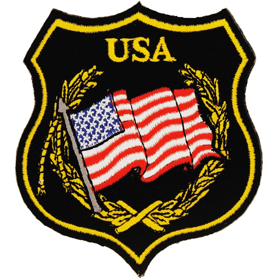 USA United States Of America Shield Script - Embroidered Iron-On Patch ...