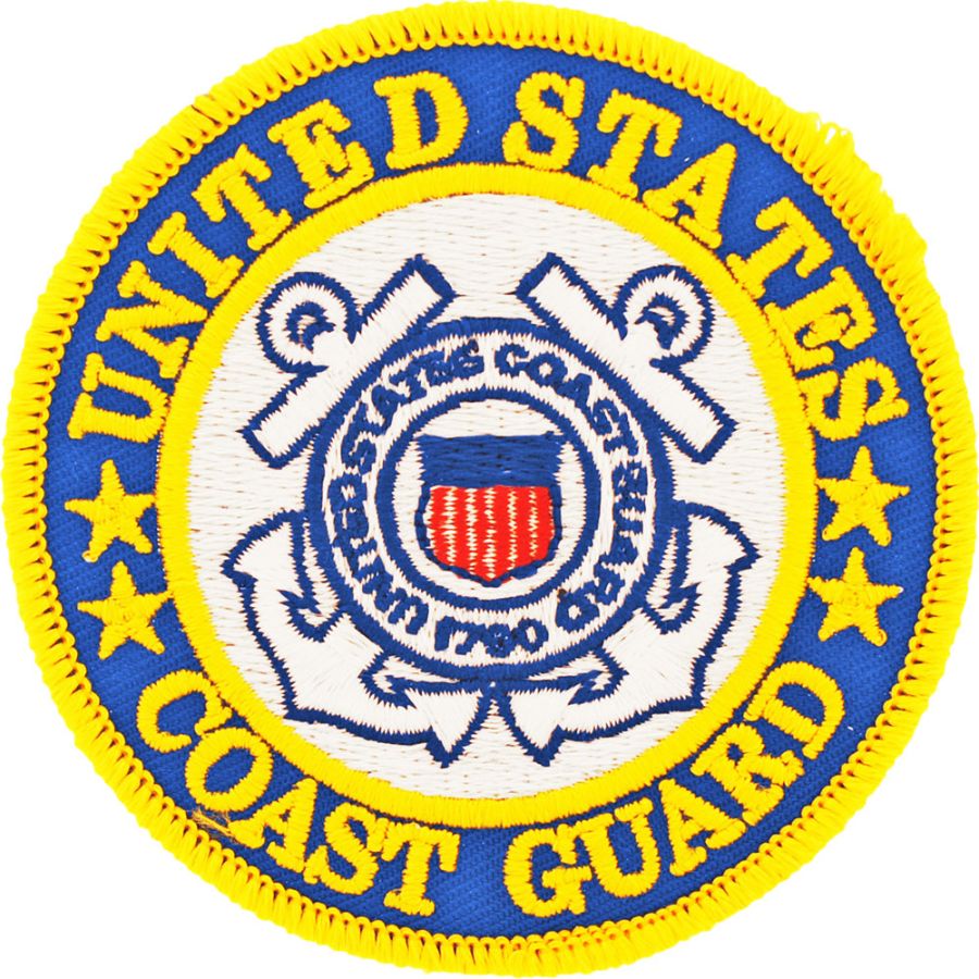 United States Coast Guard Yellow Script Logo - Embroidered Iron-On ...