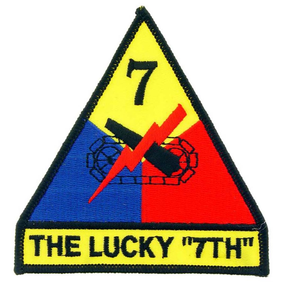 United States Army 7th Division The Lucky 7th - 3.75" Embroidered Iron ...