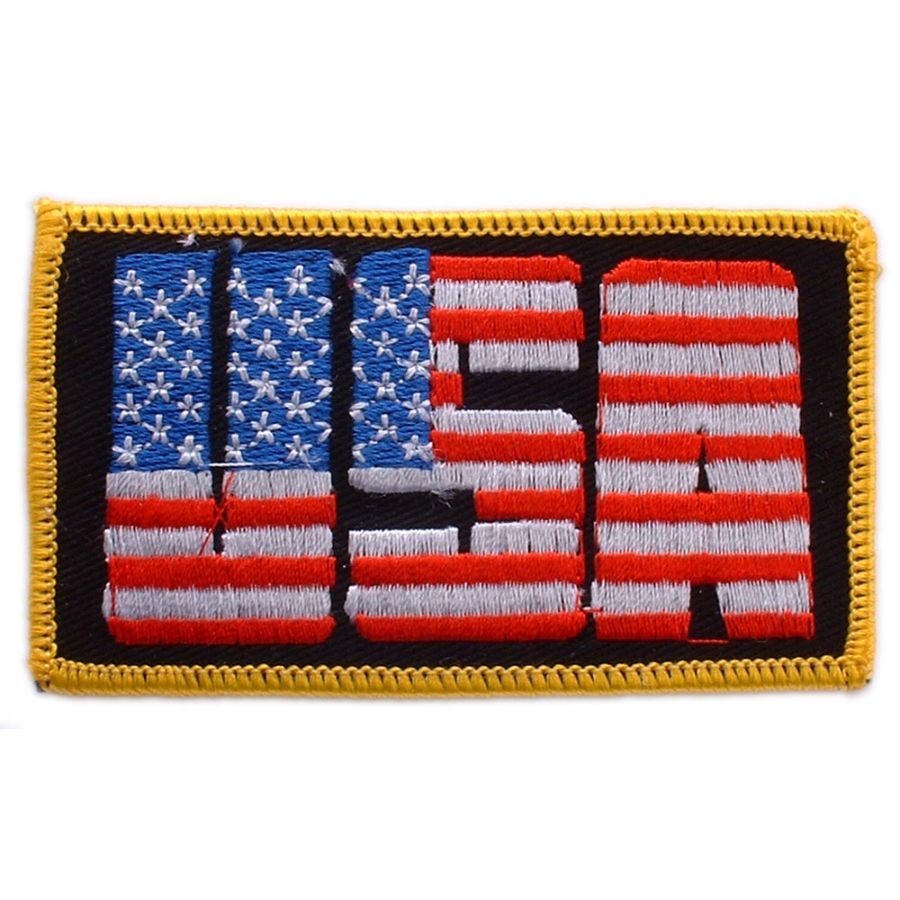 United States Of America USA Flag Script - Embroidered Iron-On Patch at ...