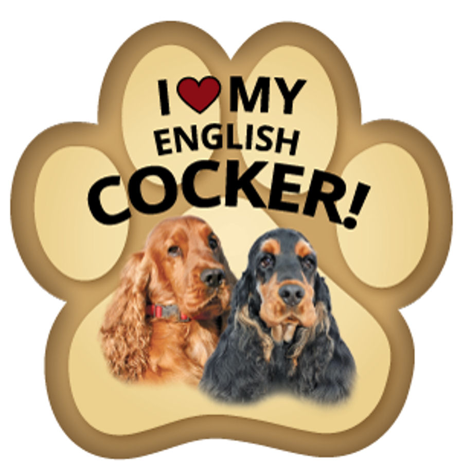 I Love My Two English Cockers - Paw Magnet at Sticker Shoppe