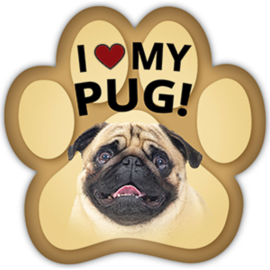 I Love My Pug - Paw Magnet at Sticker Shoppe
