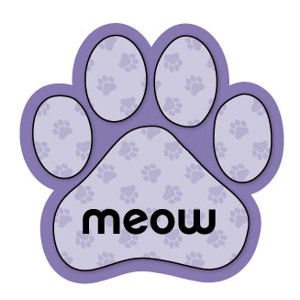 Meow - Purple Paw Magnet at Sticker Shoppe