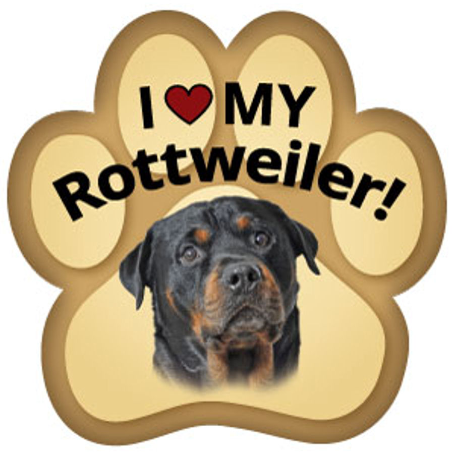 I Love My Rottweiler - Paw Magnet at Sticker Shoppe