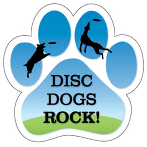 Disc Dogs Rock! - Paw Magnet at Sticker Shoppe