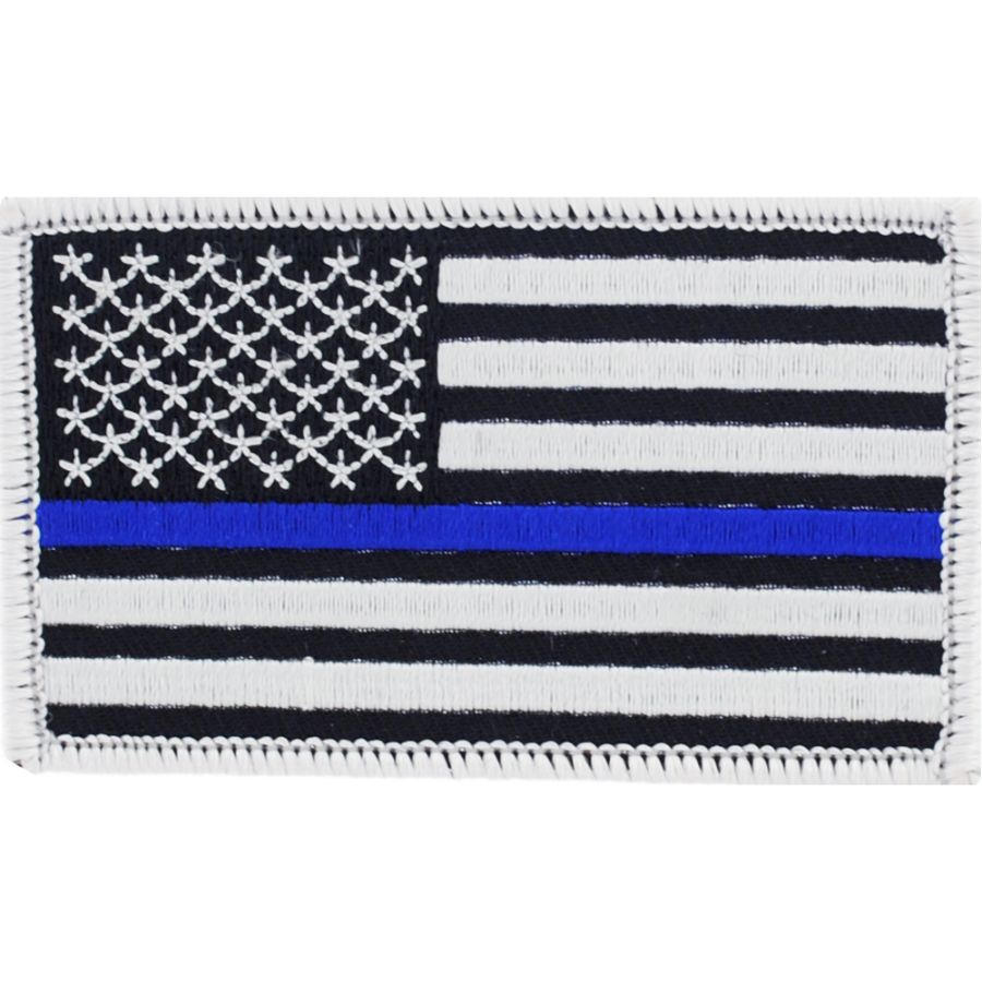 Thin Blue Line American Flag - Embroidered Iron On Patch at Sticker Shoppe