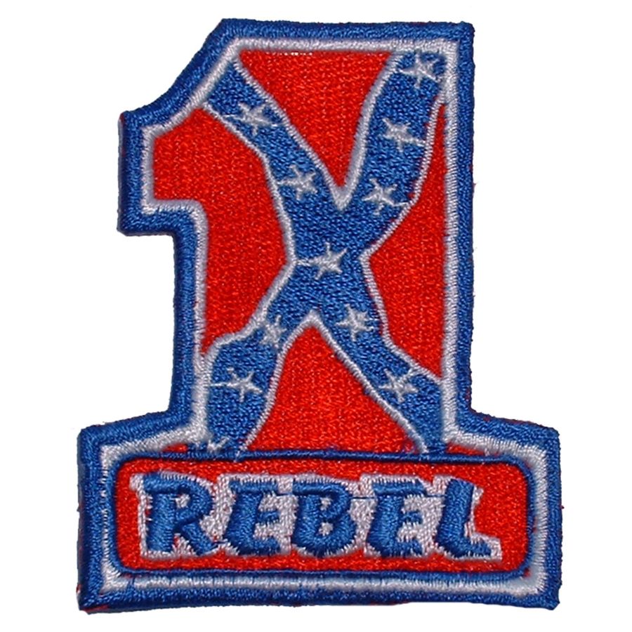 #1 Rebel Confederate Flag - Embroidered Iron-On Patch at Sticker Shoppe
