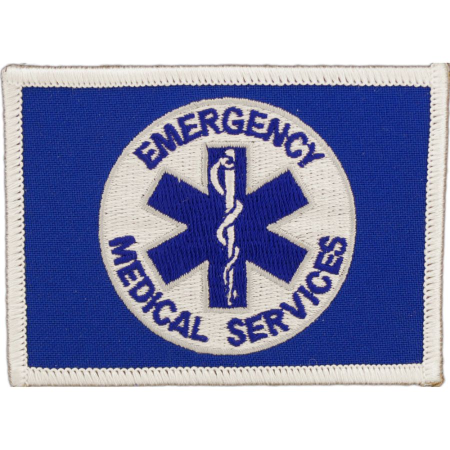 Emergency Medical Services Blue & White Flag - Embroidered Iron-On ...