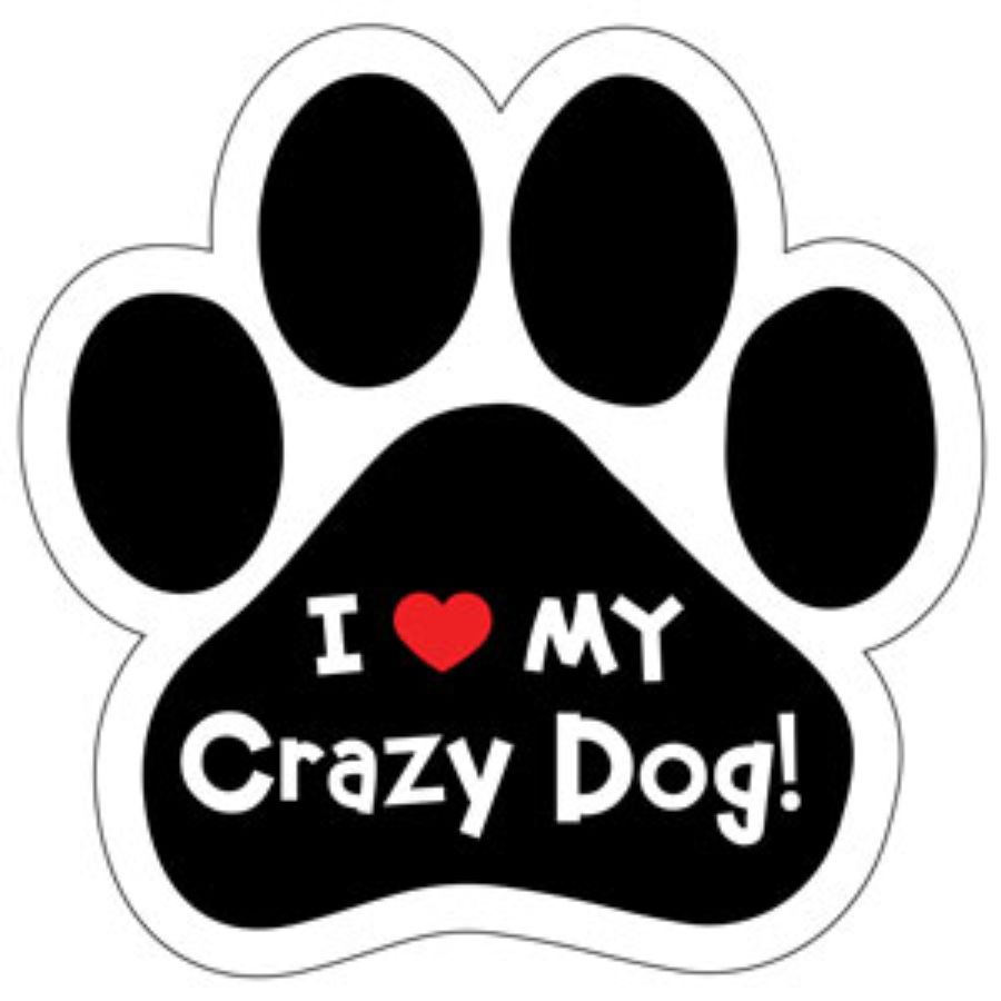 I Love My Crazy Dog - Paw Magnet at Sticker Shoppe