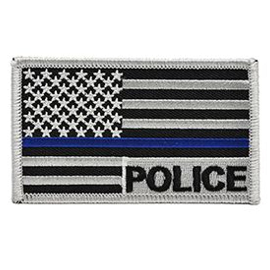 Thin Blue Line Police American Flag - Embroidered Iron-On Patch at ...