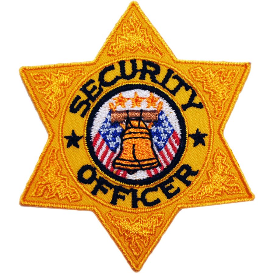 Security Officer 6 Point Gold Badge - Embroidered Iron-On Patch at ...