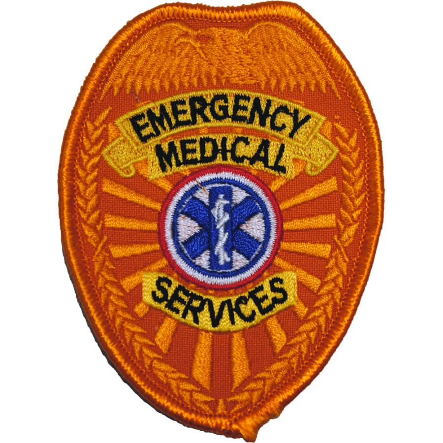 Emergency Medical Services Orange Badge - Embroidered Iron-On Patch at ...