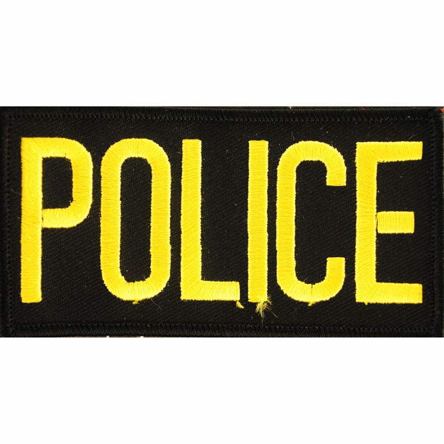 Police Black and Gold Tab - Embroidered Iron-On Patch at Sticker Shoppe