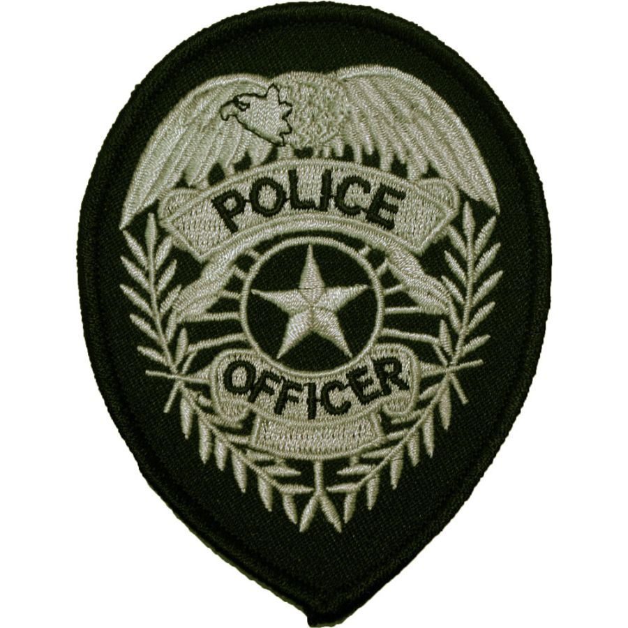 Silver Police Badge - Embroidered Iron-On Patch at Sticker Shoppe