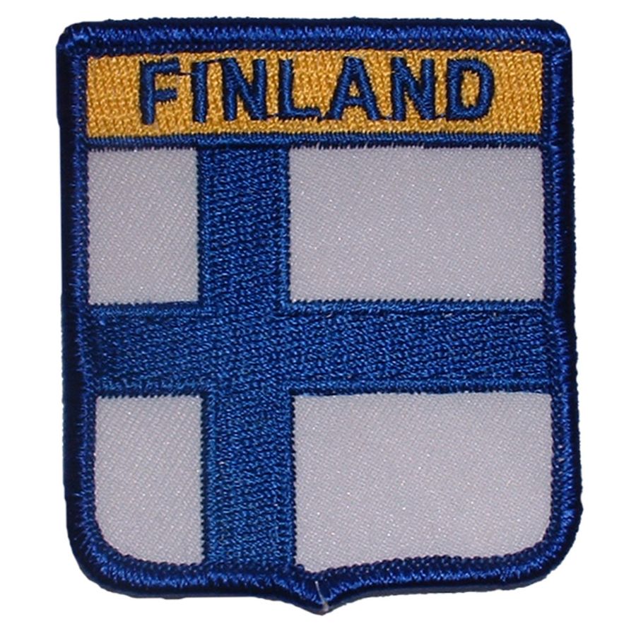 Finland - Flag Shield Embroidered Iron-On Patch at Sticker Shoppe