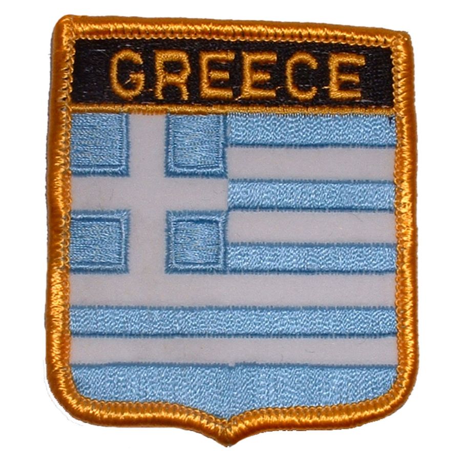 Greece - Flag Shield Embroidered Iron-On Patch at Sticker Shoppe