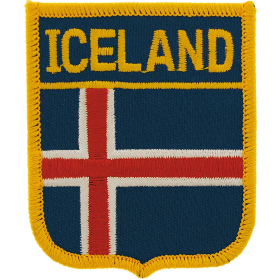 Iceland - Flag Shield Embroidered Iron-On Patch at Sticker Shoppe