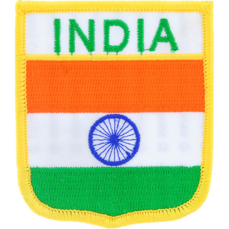 India - Flag Shield Embroidered Iron-On Patch at Sticker Shoppe