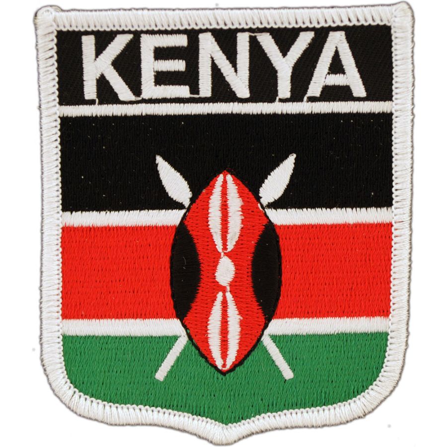 Kenya - Flag Shield Embroidered Iron-On Patch at Sticker Shoppe