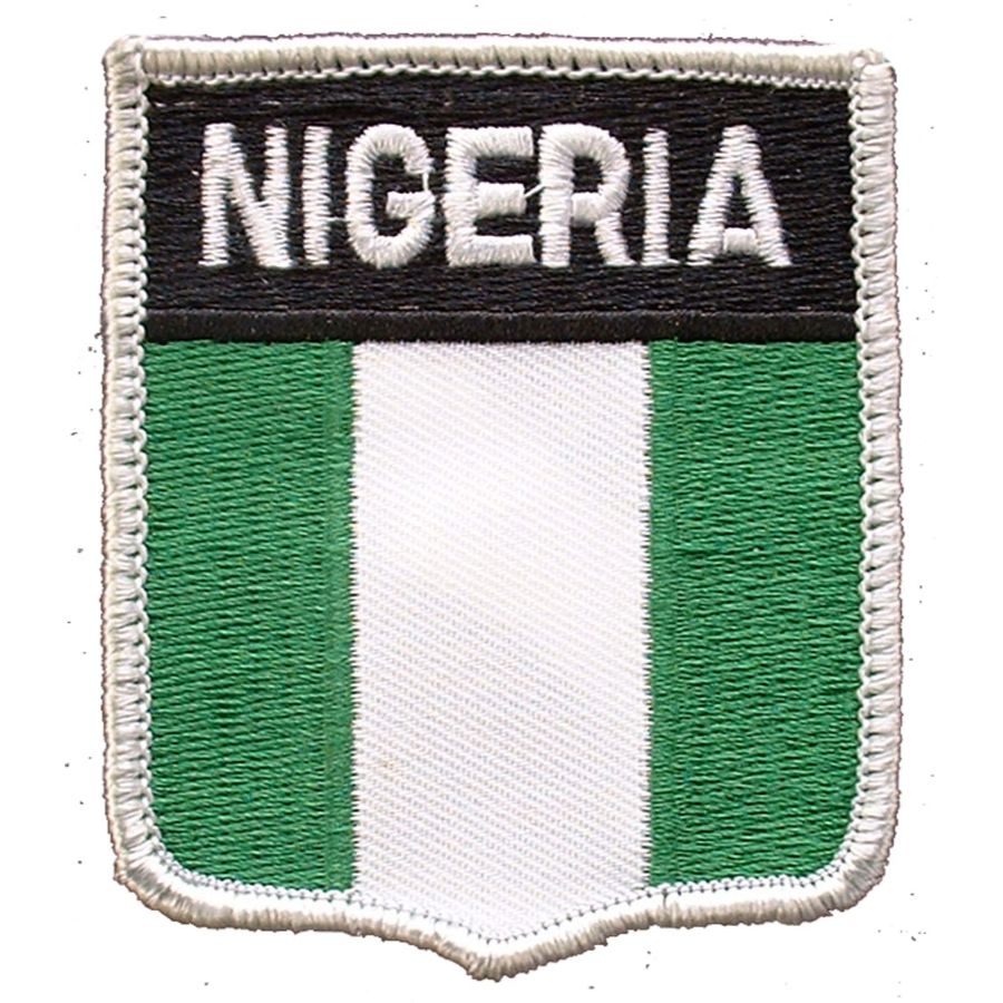 Nigeria - Flag Shield Embroidered Iron-On Patch at Sticker Shoppe