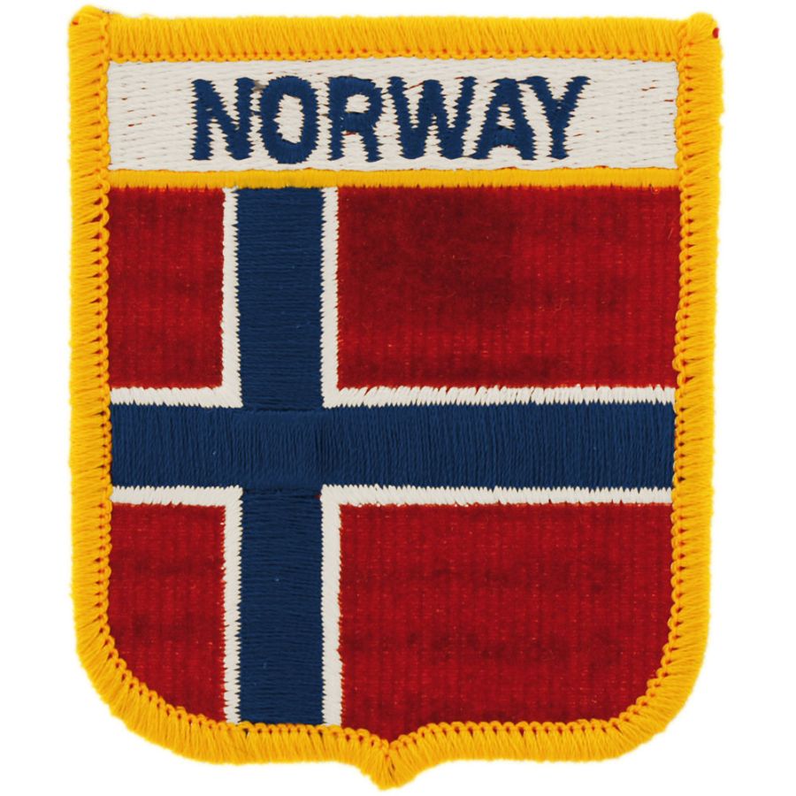 Norway - Flag Shield Embroidered Iron-On Patch at Sticker Shoppe