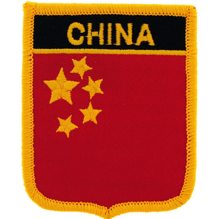 China - Flag Shield Embroidered Iron-On Patch at Sticker Shoppe