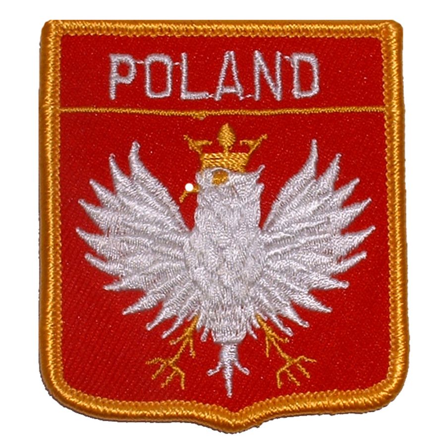 Poland - Flag Shield Embroidered Iron-On Patch at Sticker Shoppe