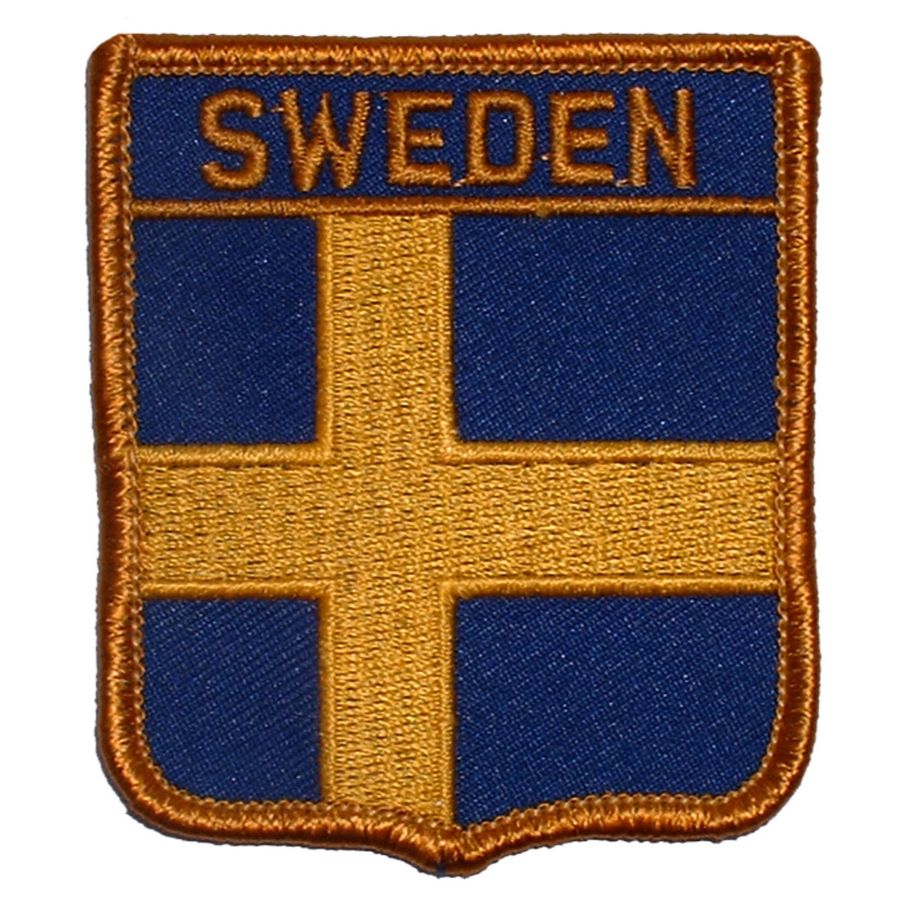 Sweden - Flag Shield Embroidered Iron-On Patch at Sticker Shoppe