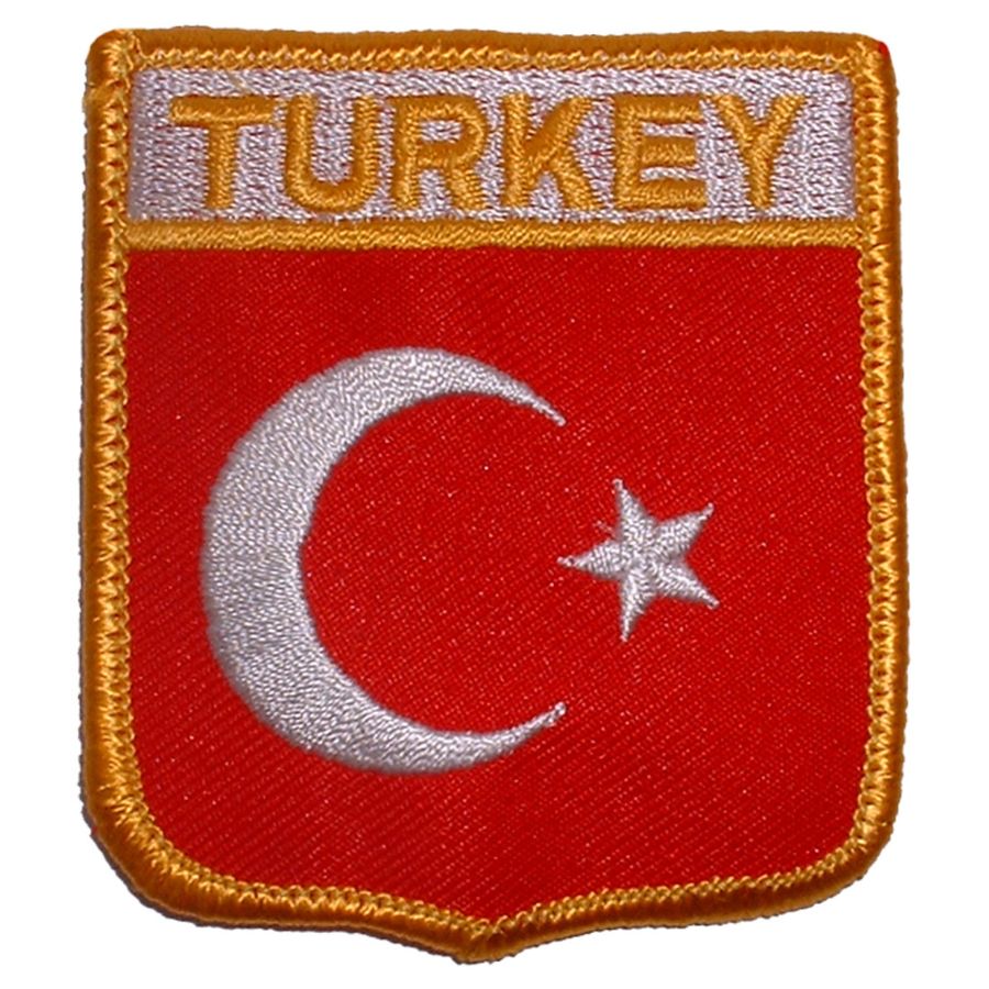Turkey - Flag Shield Embroidered Iron-On Patch at Sticker Shoppe