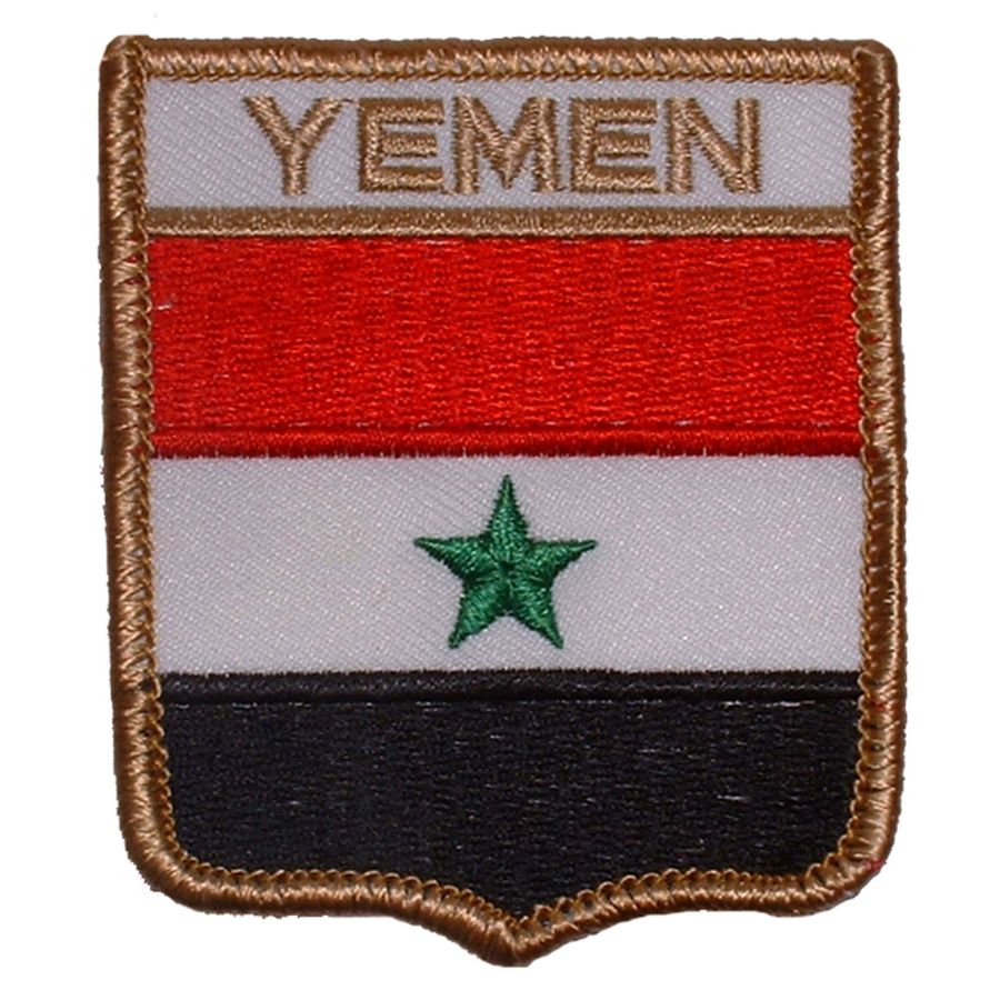 Yemen - Flag Shield Embroidered Iron-On Patch at Sticker Shoppe