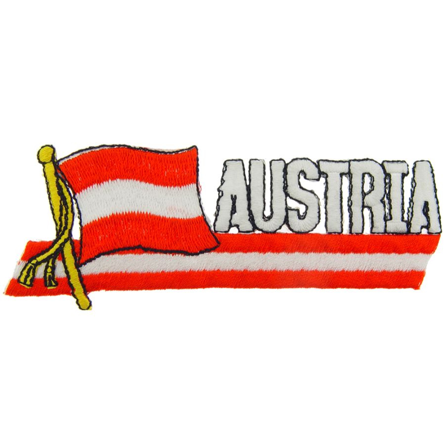 Austria - Flag Script Embroidered Iron-On Patch at Sticker Shoppe