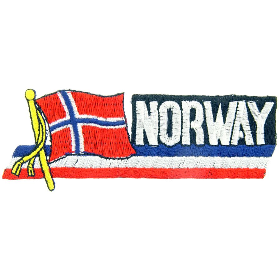Norway - Flag Script Embroidered Iron-On Patch at Sticker Shoppe