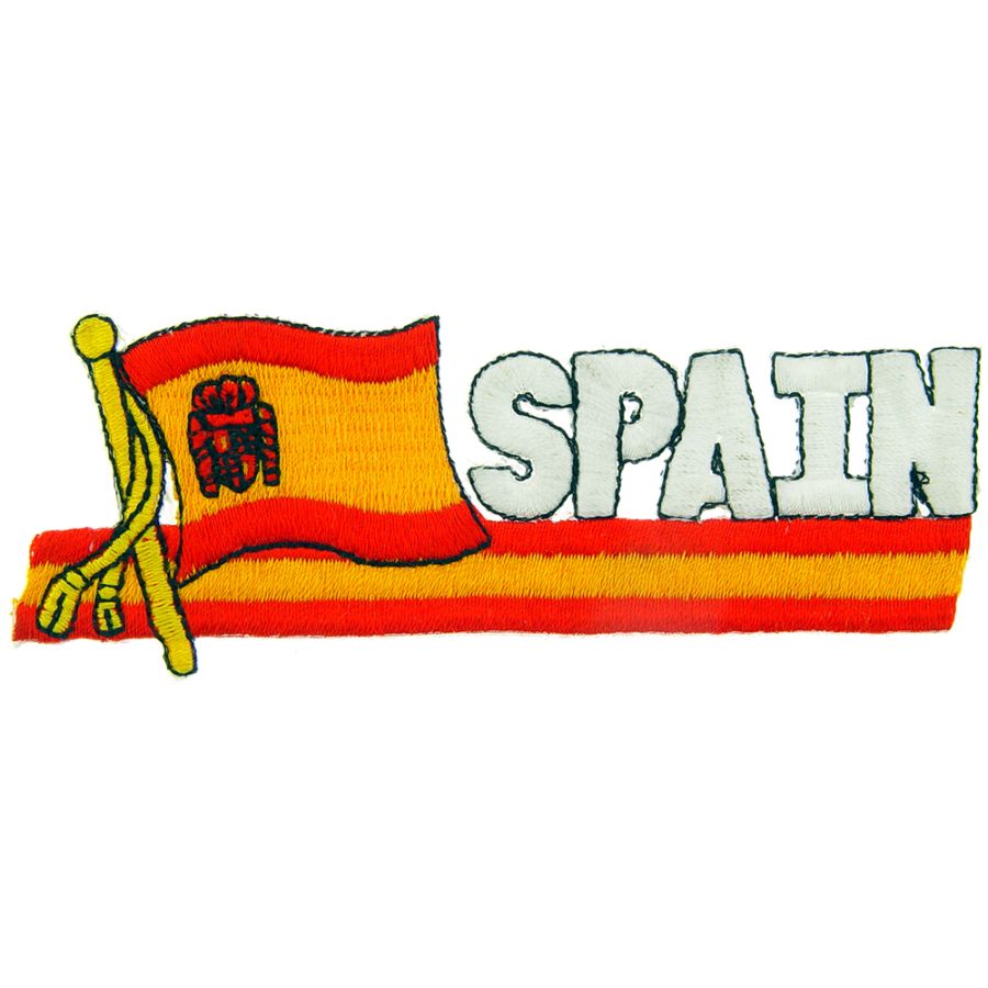 Spain - Flag Script Embroidered Iron-On Patch at Sticker Shoppe