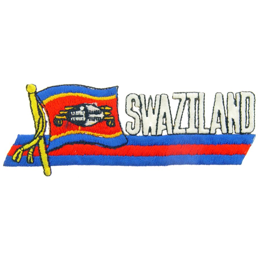 Swaziland - Flag Script Embroidered Iron-On Patch at Sticker Shoppe