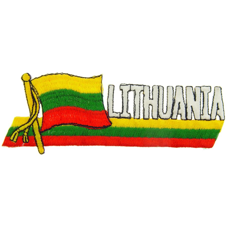 Lithuania - Flag Script Embroidered Iron-On Patch at Sticker Shoppe