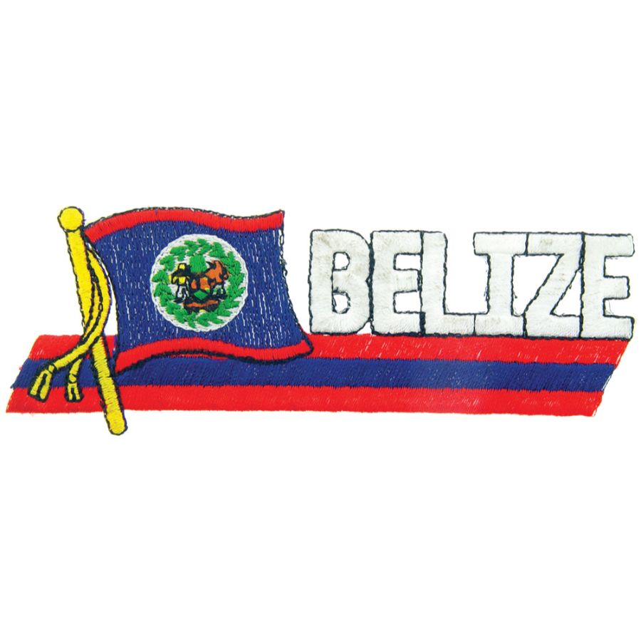 Belize - Flag Script Embroidered Iron-On Patch at Sticker Shoppe