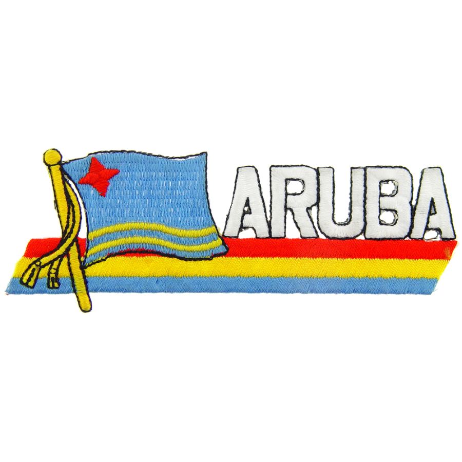 Aruba - Flag Script Embroidered Iron-On Patch at Sticker Shoppe
