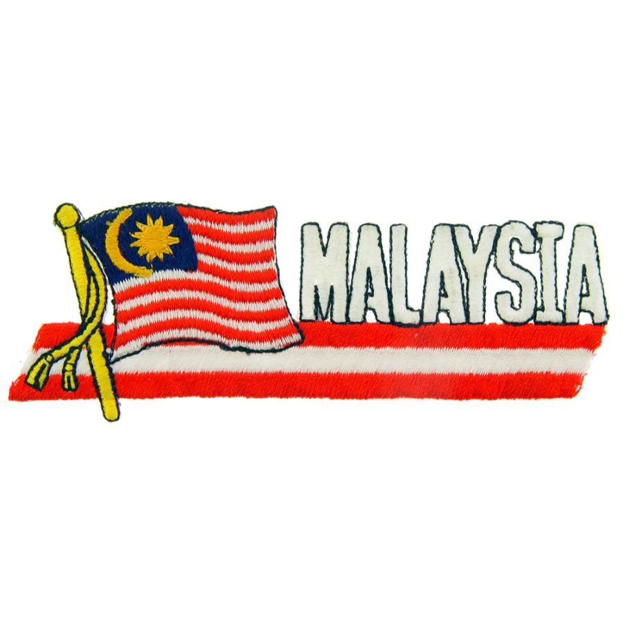 Malaysia - Flag Script Embroidered Iron-On Patch at Sticker Shoppe