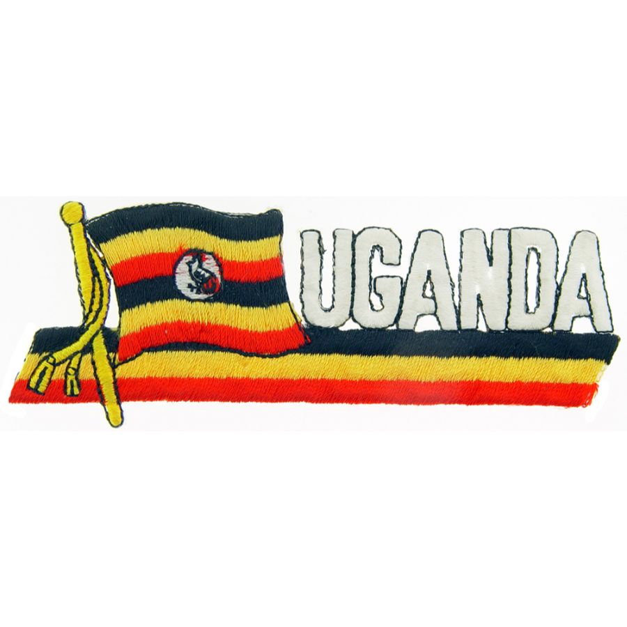 Uganda - Flag Script Embroidered Iron-On Patch at Sticker Shoppe