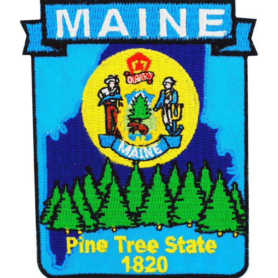 Maine - State Historical Embroidered Iron-On Patch at Sticker Shoppe